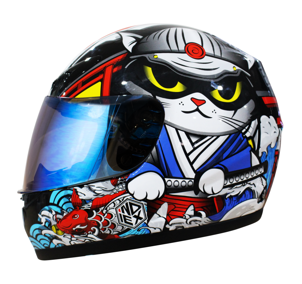 INDEX helmet model Big-1 Samurai Cat ดำเงา (BLACK) - indexhelmets.com